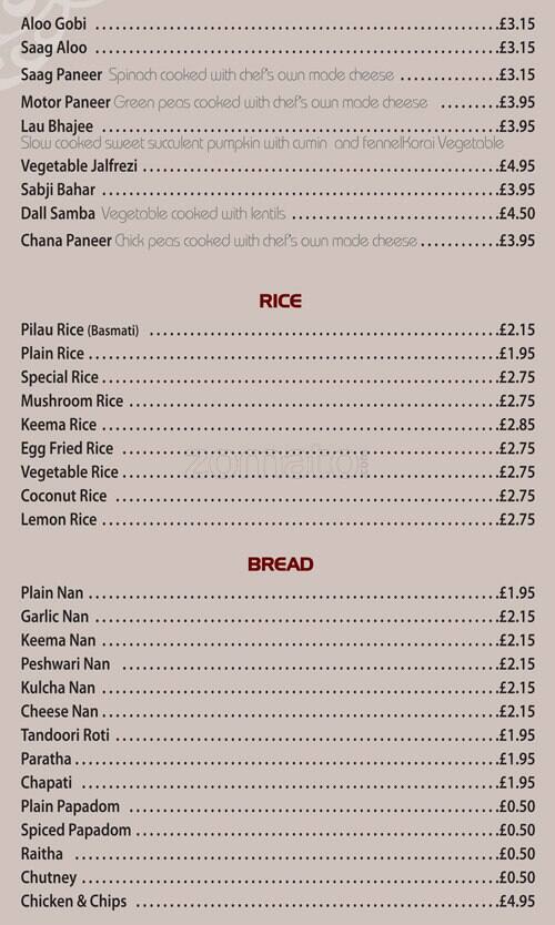 Menu at Spice Station restaurant, London, 140 Station Rd