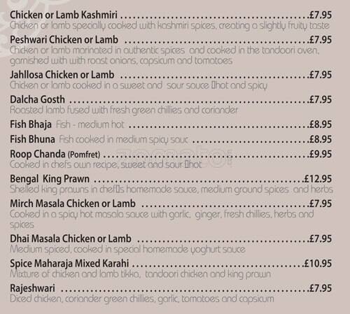 Menu at Spice Station restaurant, London, 140 Station Rd