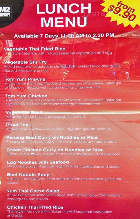 Cafe Michael 2 Menu, Menu for Cafe Michael 2, City Centre, Adelaide ...