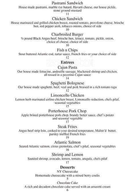 Menu at Heritage Eagle Bend Golf Club, Aurora