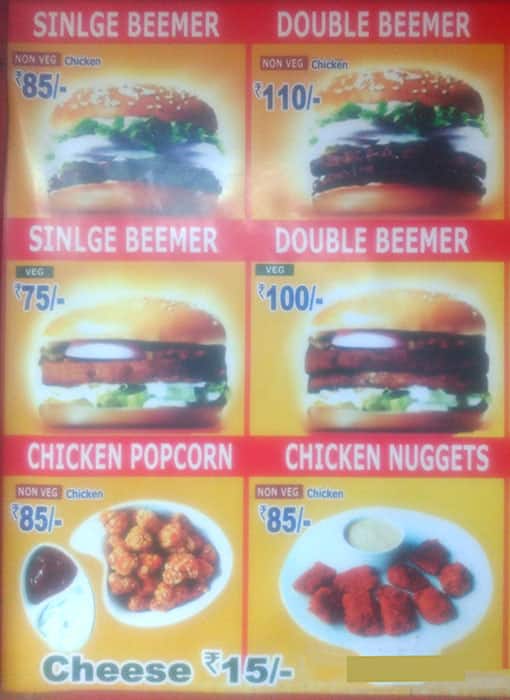 Menu at ROYAL BURGER, Chennai