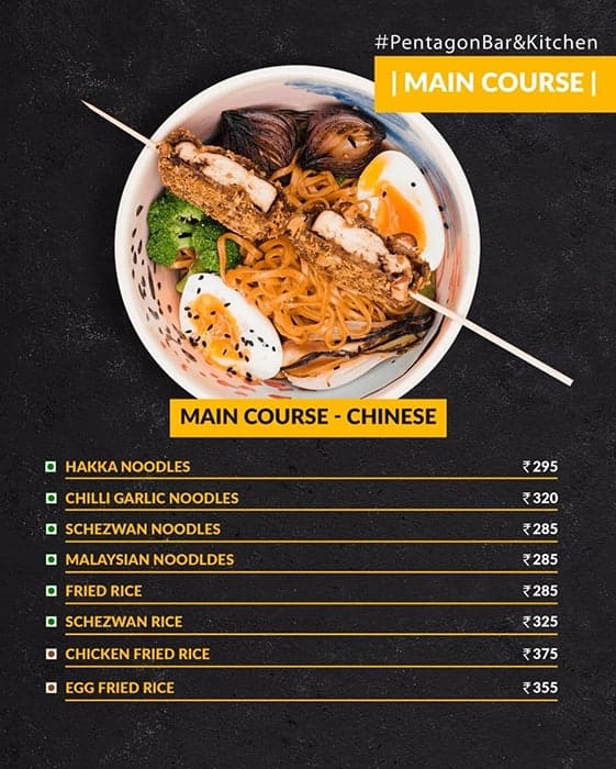 Menu of Pentagon Bar & Kitchen, Vaishali Nagar, Jaipur