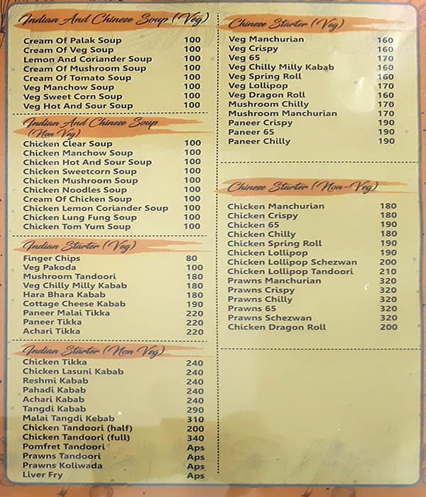 Menu of Manthan Fine Dine, Kamothe, Navi Mumbai