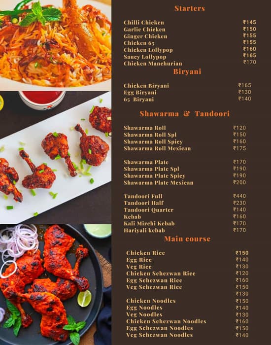 Menu of Hi 5 food court, Thiruvallur, Chennai
