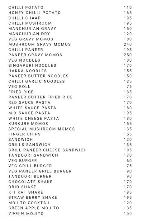 Menu of UK-01 Restro & Cafe, Sector 3, Faridabad