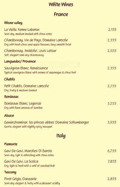 Menu at b-bar, New Delhi