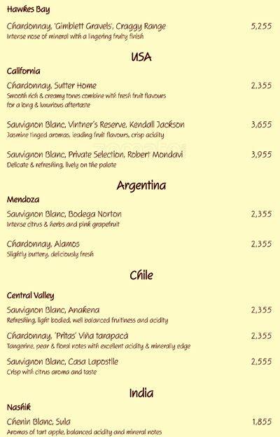 Menu at b-bar, New Delhi