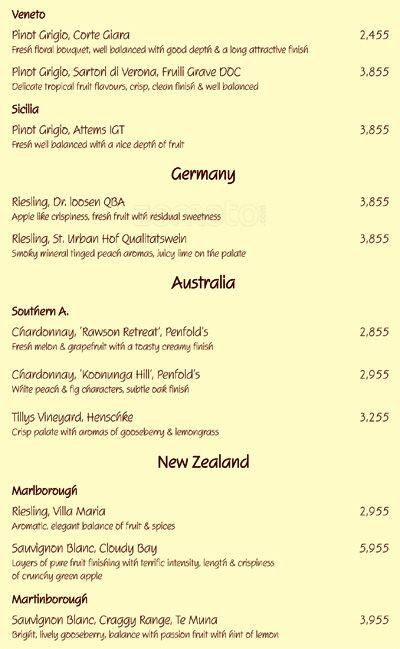 Menu at b-bar, New Delhi