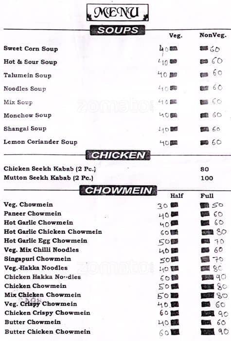 Menu at Thiya For Foodies, Delhi