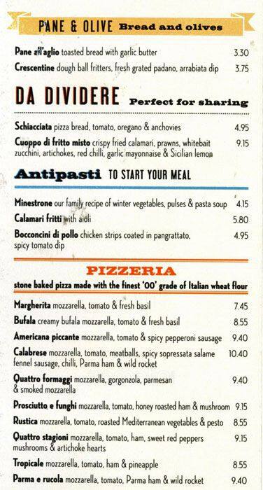 Menu at Spaghetti House pub & bar, London, 24 Cranbourn St