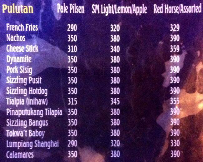 Menu at Kubo Ni Kuya restaurant, Quezon City
