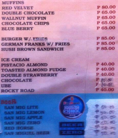 Menu at Kubo Ni Kuya restaurant, Quezon City
