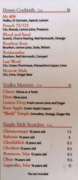 Menu at Abbot Pub, Toronto, Yonge St