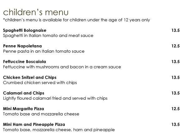 Menu at Rocco's Ristorante restaurant, Casula