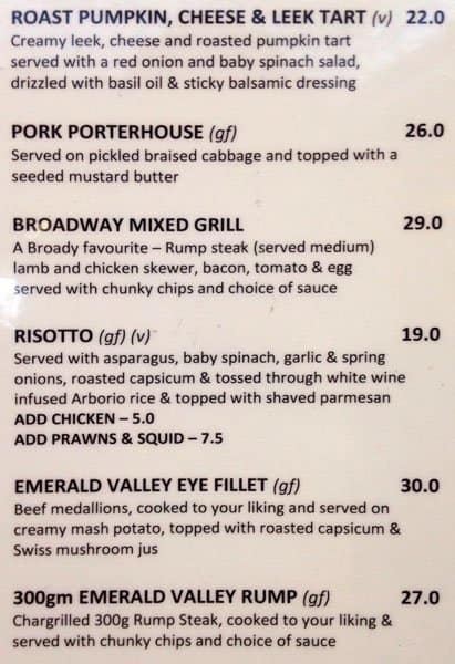 Menu at Broadway Hotel pub & bar, Glenelg South