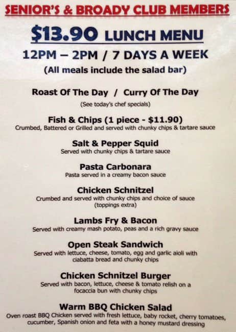 Menu at Broadway Hotel pub & bar, Glenelg South