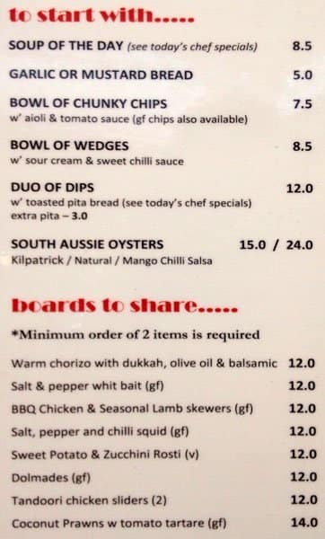 Menu at Broadway Hotel pub & bar, Glenelg South
