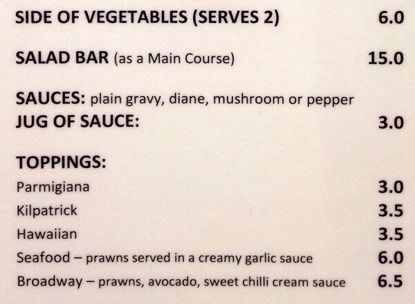 Menu at Broadway Hotel pub & bar, Glenelg South