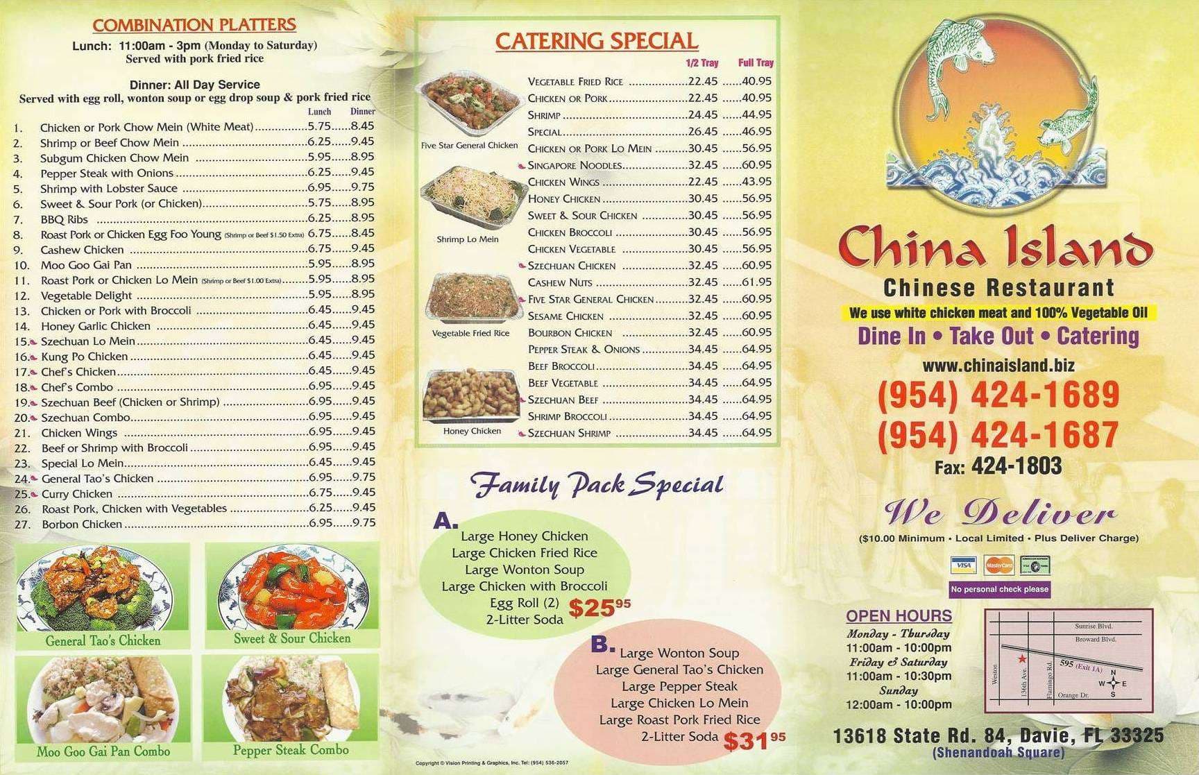 Menu at China Island Restaurant, Davie