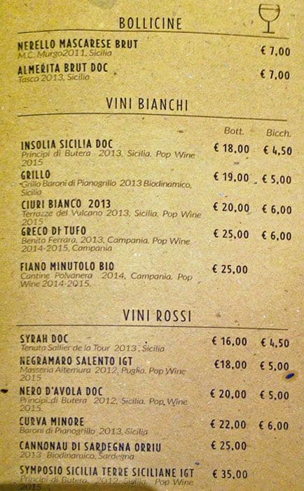 Menu at Slow Sud restaurant, Milan, Via delle Asole