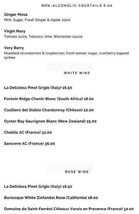 Menu at Muse pub & bar, London