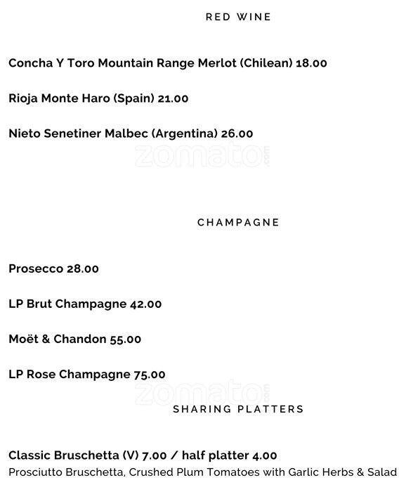 Menu at Muse pub & bar, London