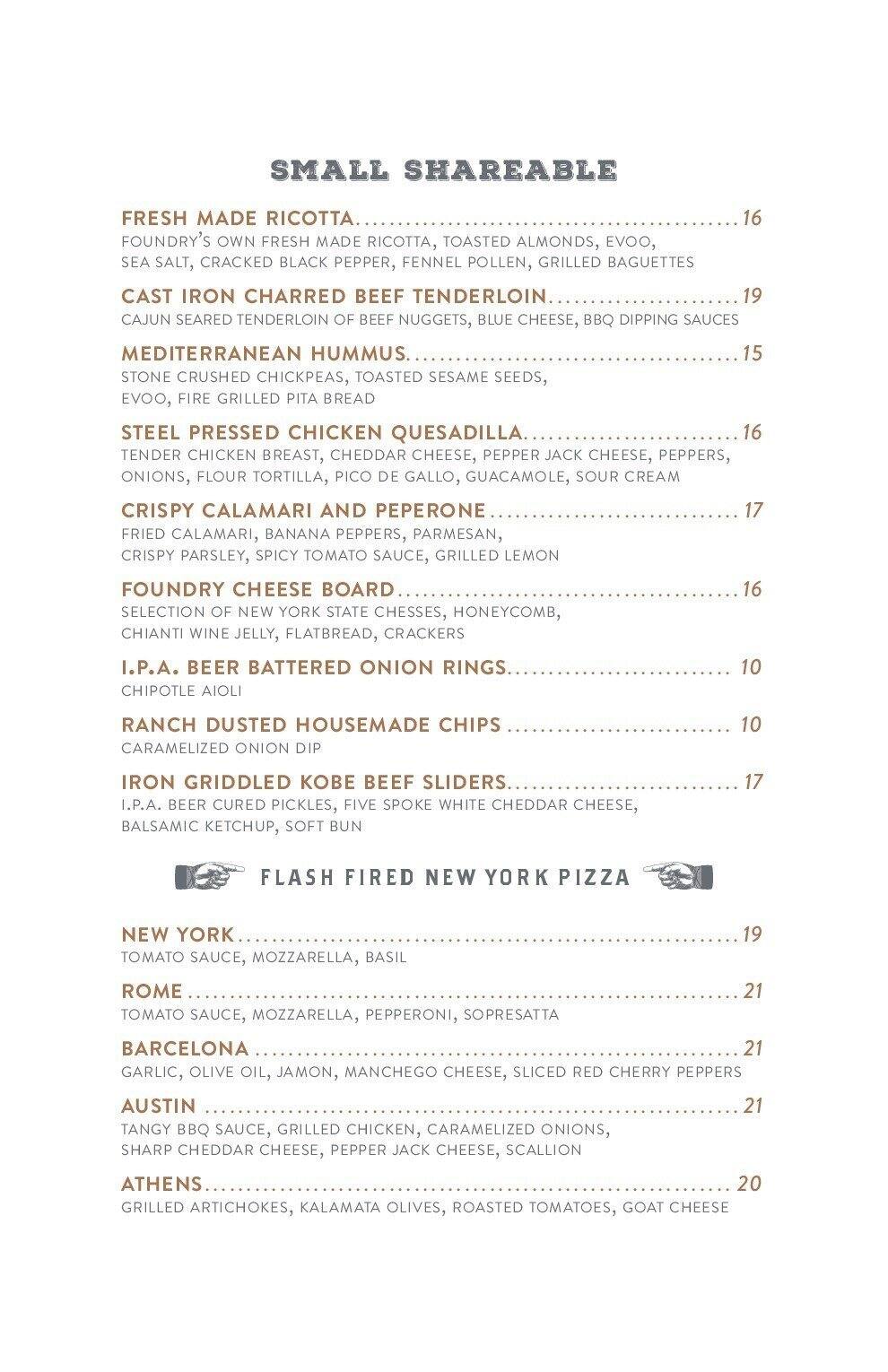 Menu at Foundry Kitchen pub & bar, West New York, 270 West 43rd St