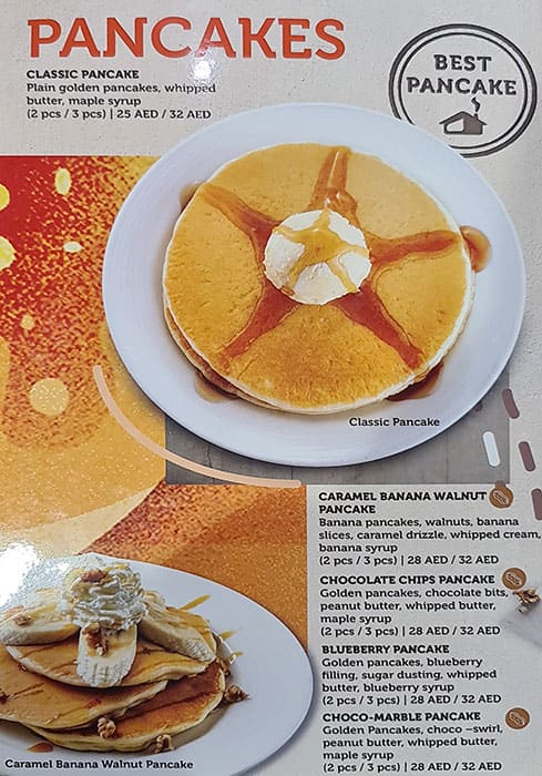 Menu at Pancake House restaurant, Dubai, Khalid Bin Al Waleed Rd
