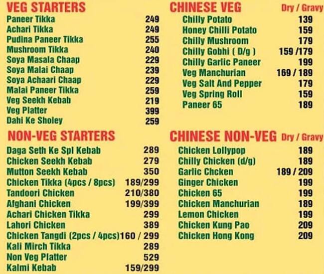Menu of Happy Hakka, Punjabi Bagh, New Delhi