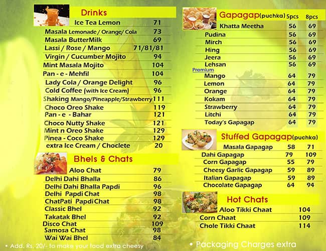 Menu at Chatar Patar, Kolkata, 66