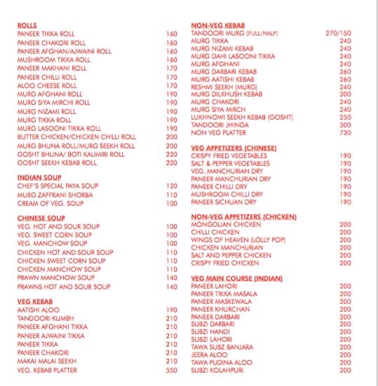 Mogul Sarai Menu, Menu for Mogul Sarai, Bandra Talao, Bandra West ...