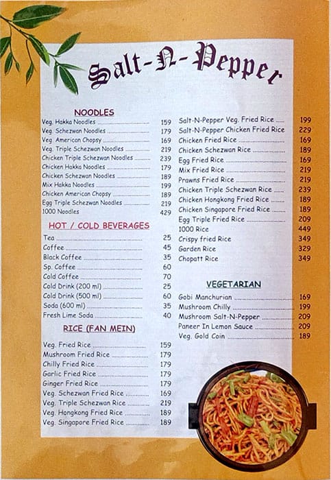 Menu at Salt -N- Pepper Family Restaurant, Navi Mumbai, Surya Kiran CHS