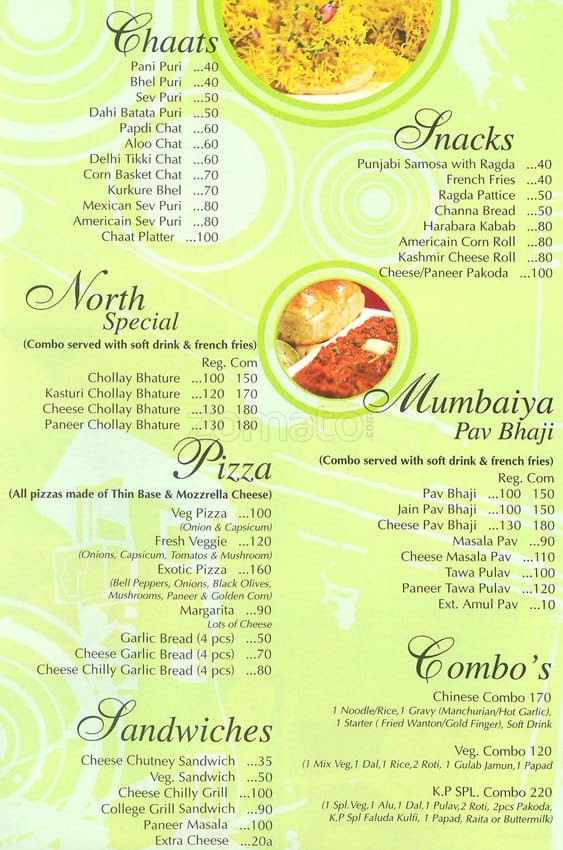 Menu at Kailash Parbat, Mumbai, 5XM2+GFF