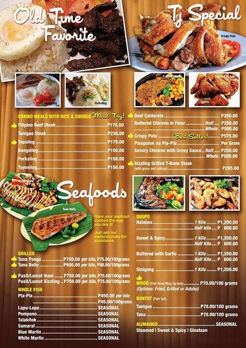 Menu at TJ Grill pub & bar, Makati, Kamagong