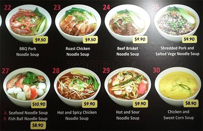 Menu at Orient Express cafe, Auckland