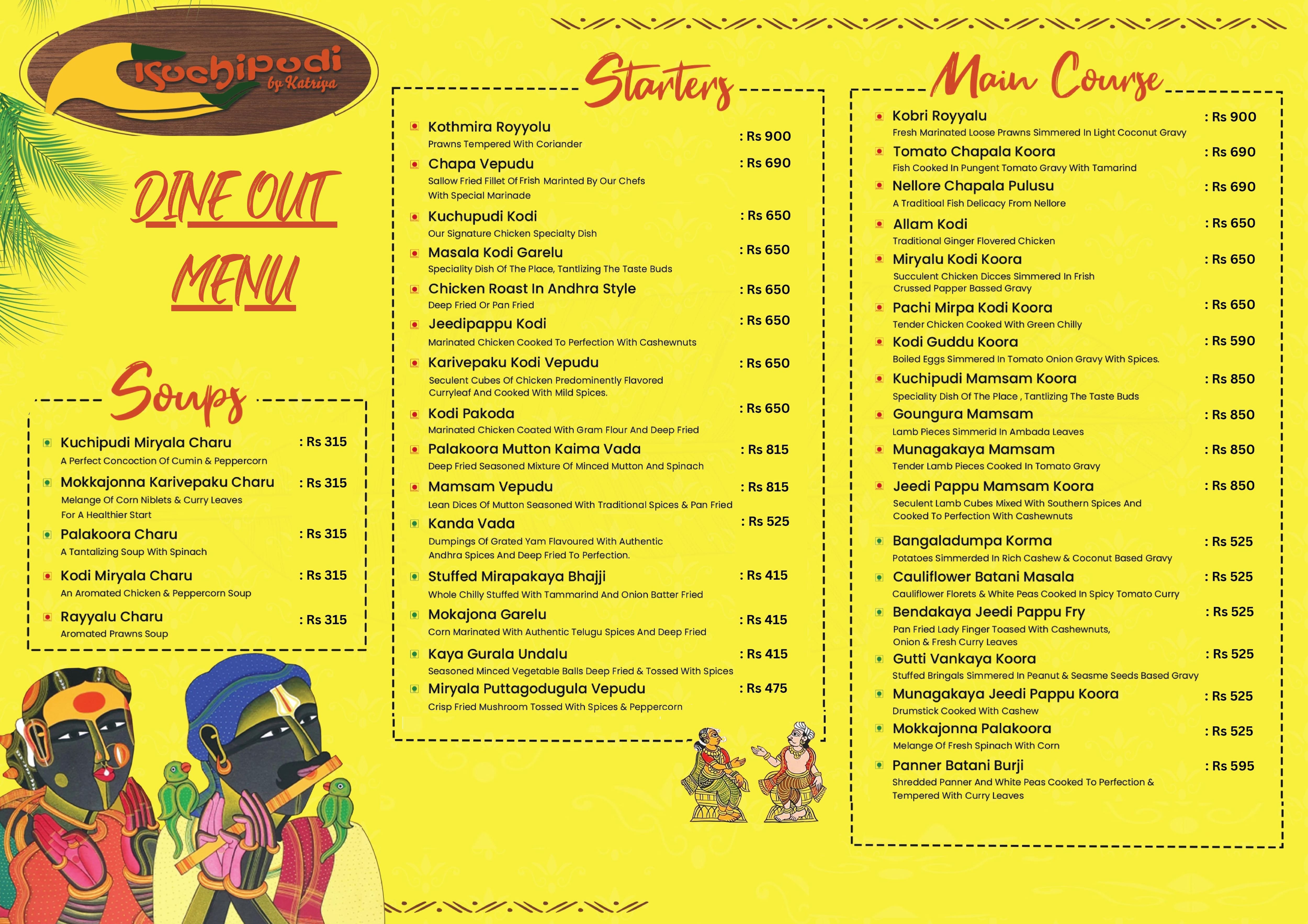 Menu of Kuchipudi - Katriya Hotels, Somajiguda, Hyderabad