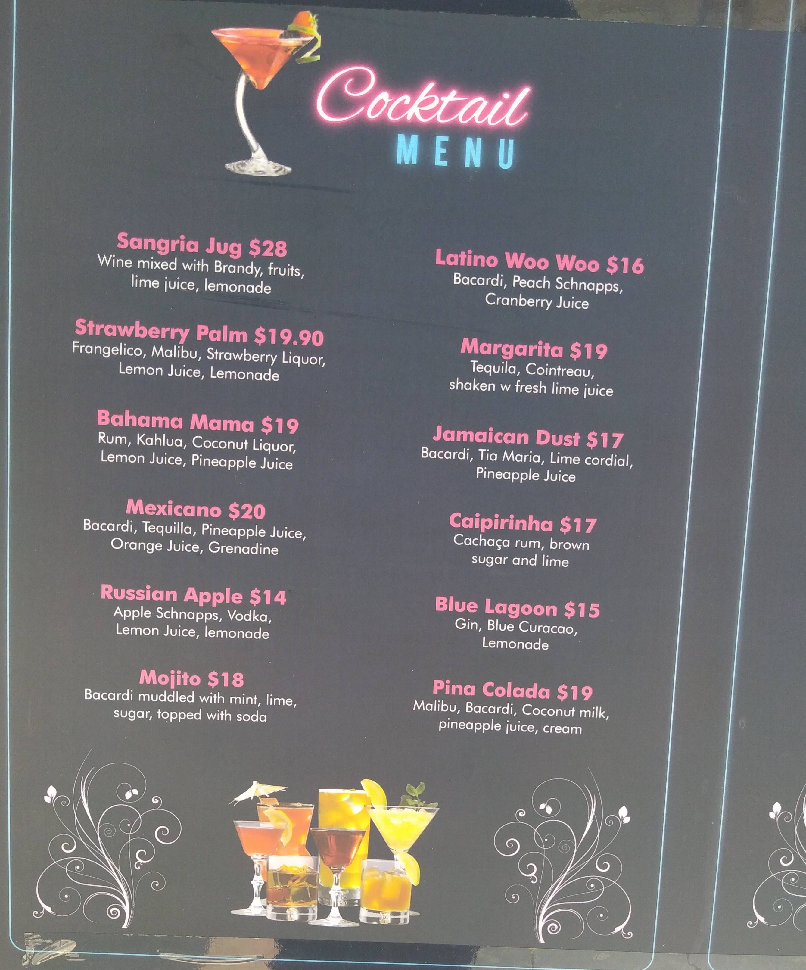 Menu at New Rios restaurant, Parramatta