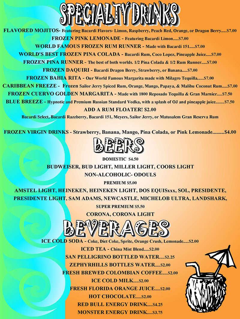 Menu at Bahia Cabana Restaurant & Bar, Fort Lauderdale