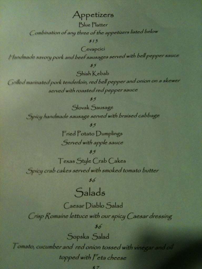 Blue Danube European Menu, Menu for Blue Danube European, Arlington ...