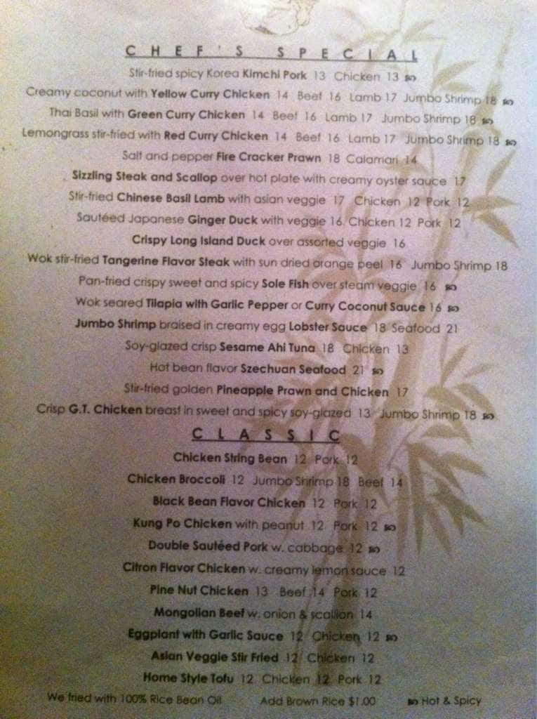 Menu at Sumo Teppanyaki restaurant, Pennington