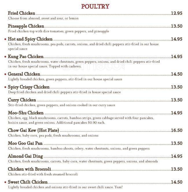 Menu at Cathay Inn restaurant, Spokane