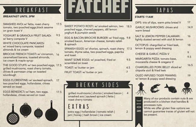 Menu at The Fat Chef restaurant, Carrum Downs