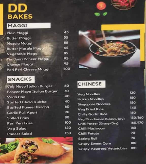 Menu of DD Bakes, Sonipat Locality, Sonipat
