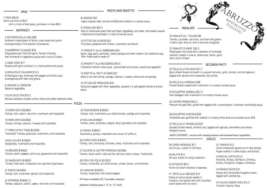 Abruzzo Italy Restaurants Menus
