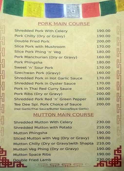 Menu at Tee Dee restaurant, New Delhi, H-32