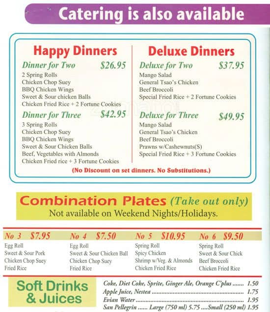 Menu at C'est Bon Chinese Restaurant, Toronto, Yonge St