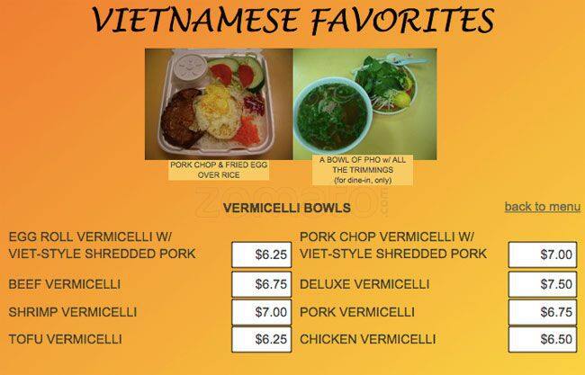 Menu at Hoa Hoa Restaurant, Austin