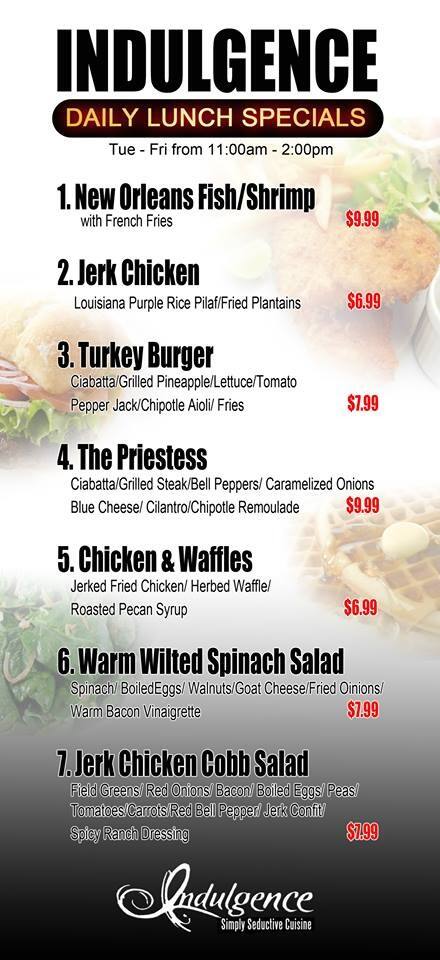 Indulgence Restaurant Menu, Menu for Indulgence Restaurant, Hickory ...