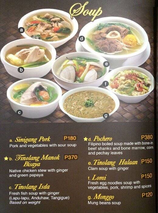 Menu at Neo-Neo restaurant, Mandaue City