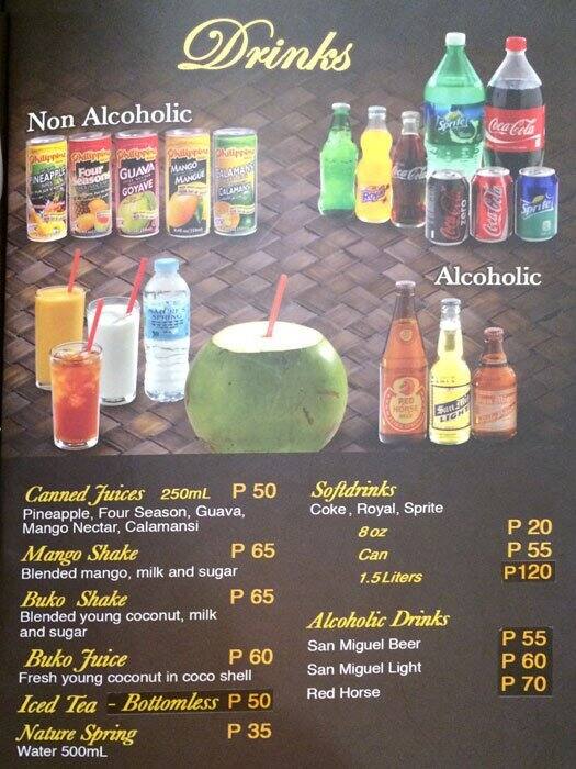 Menu at Neo-Neo restaurant, Mandaue City